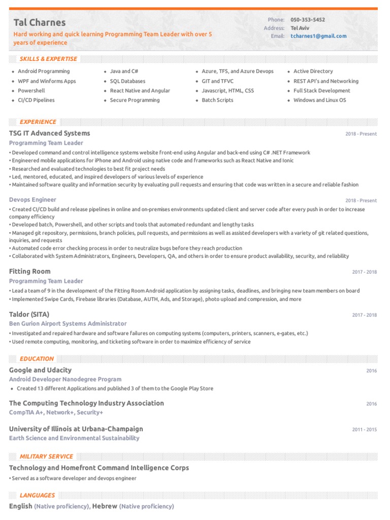 Tal Charnes Programming Team Leader | PDF | Software Development ...