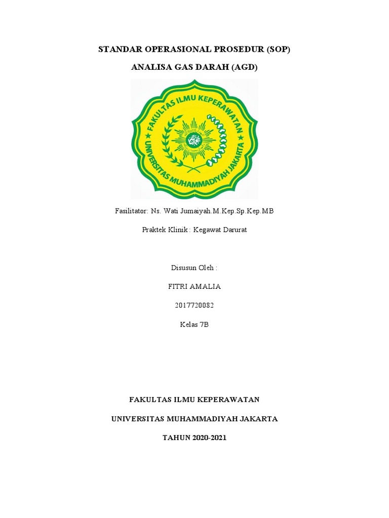 Sop Agd (Analisa Gas Darah | PDF