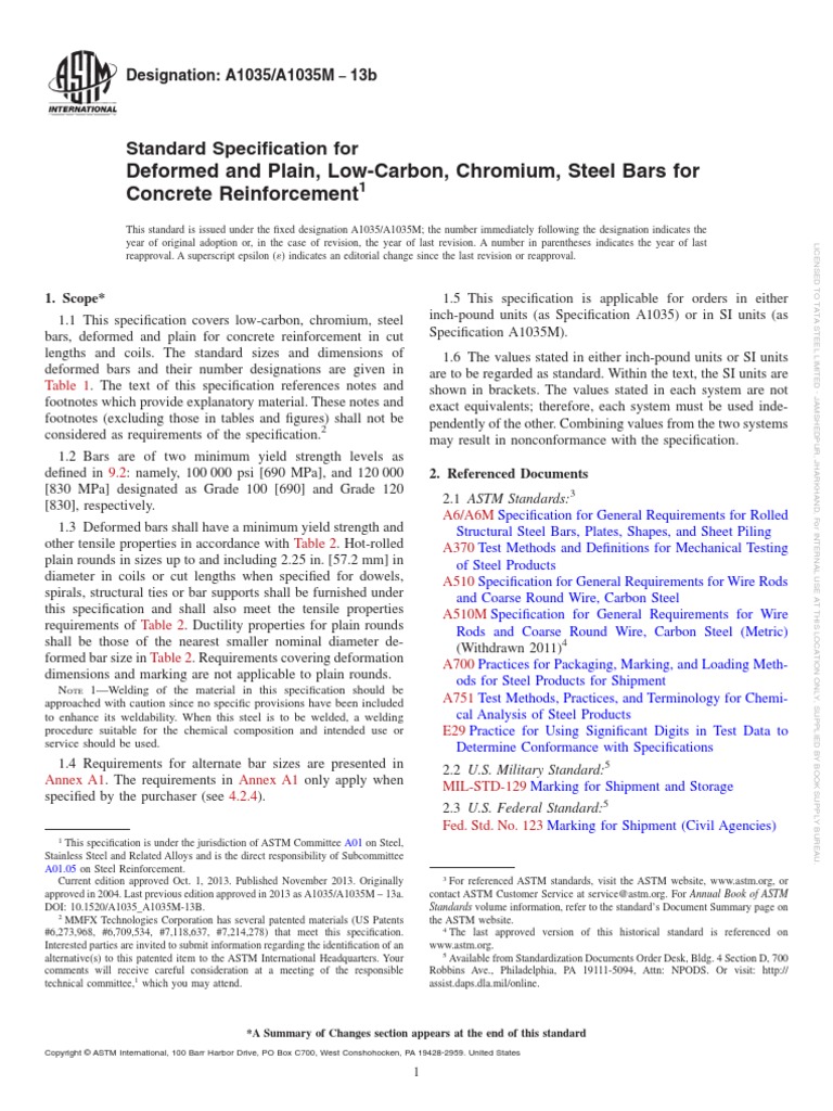 Astm 1035 | PDF | Strength Of Materials | Stress (Mechanics)