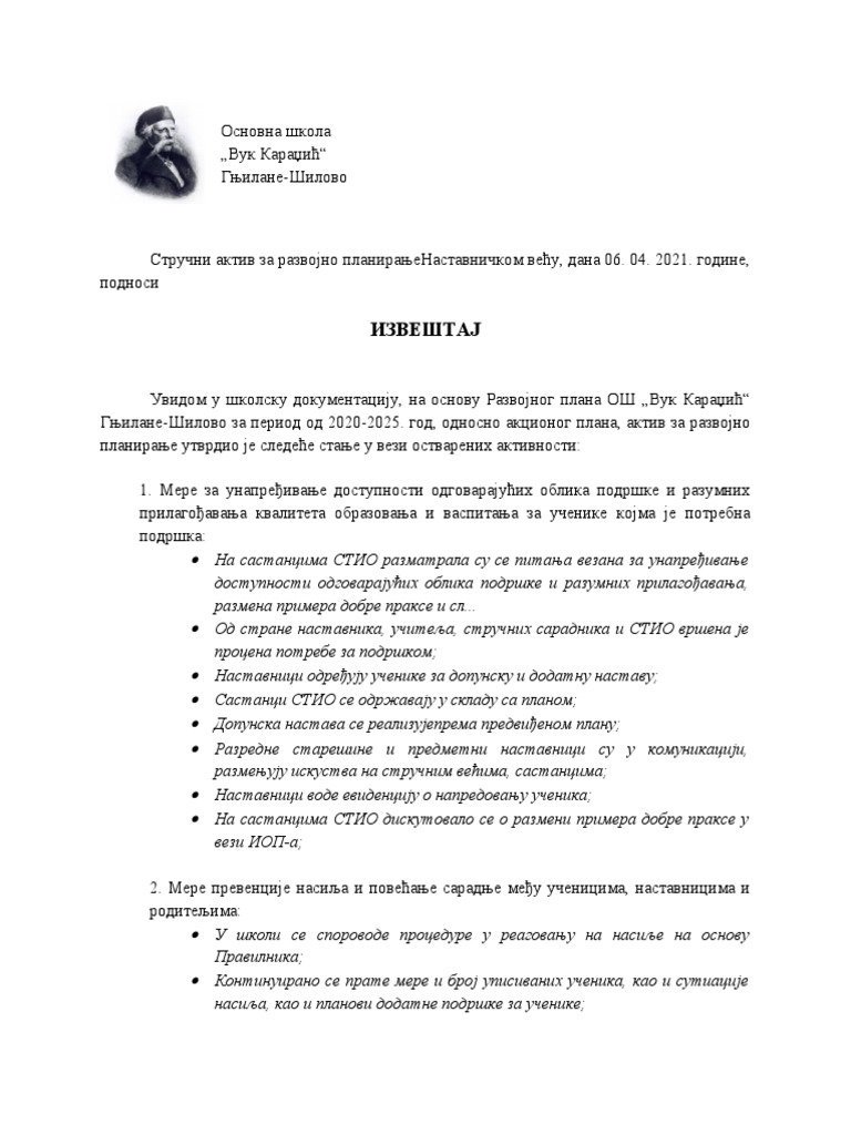 Izvestaj Tima Za Razvojno Planiranje 06 04 2021 | PDF