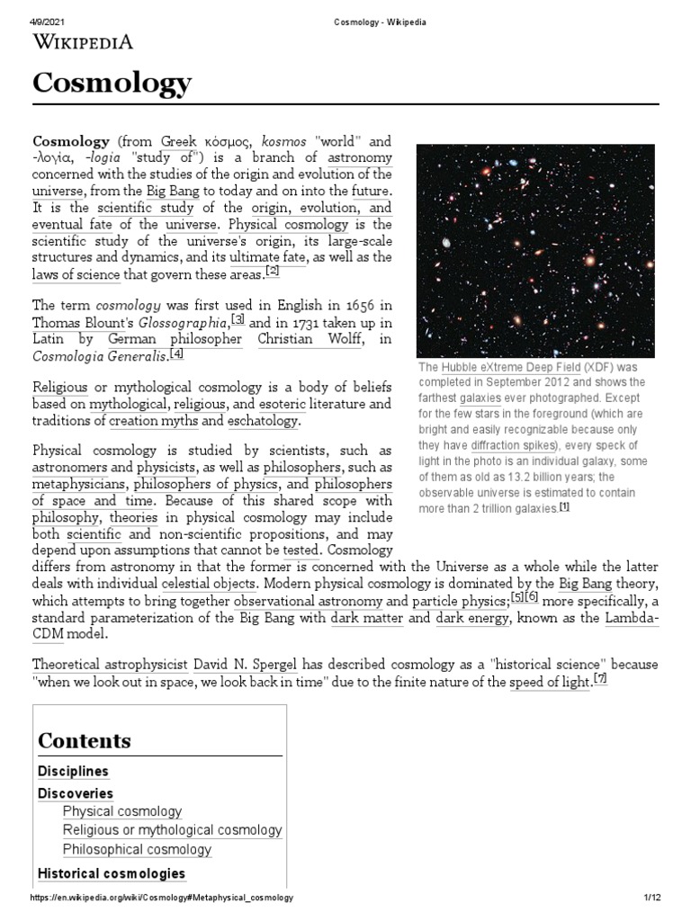 More About Cosmology | PDF | Cosmology | Universe