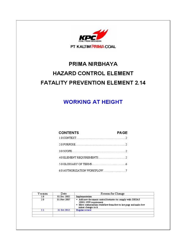 SOP Bekerja Di Ketinggian | PDF | Scaffolding | Safety