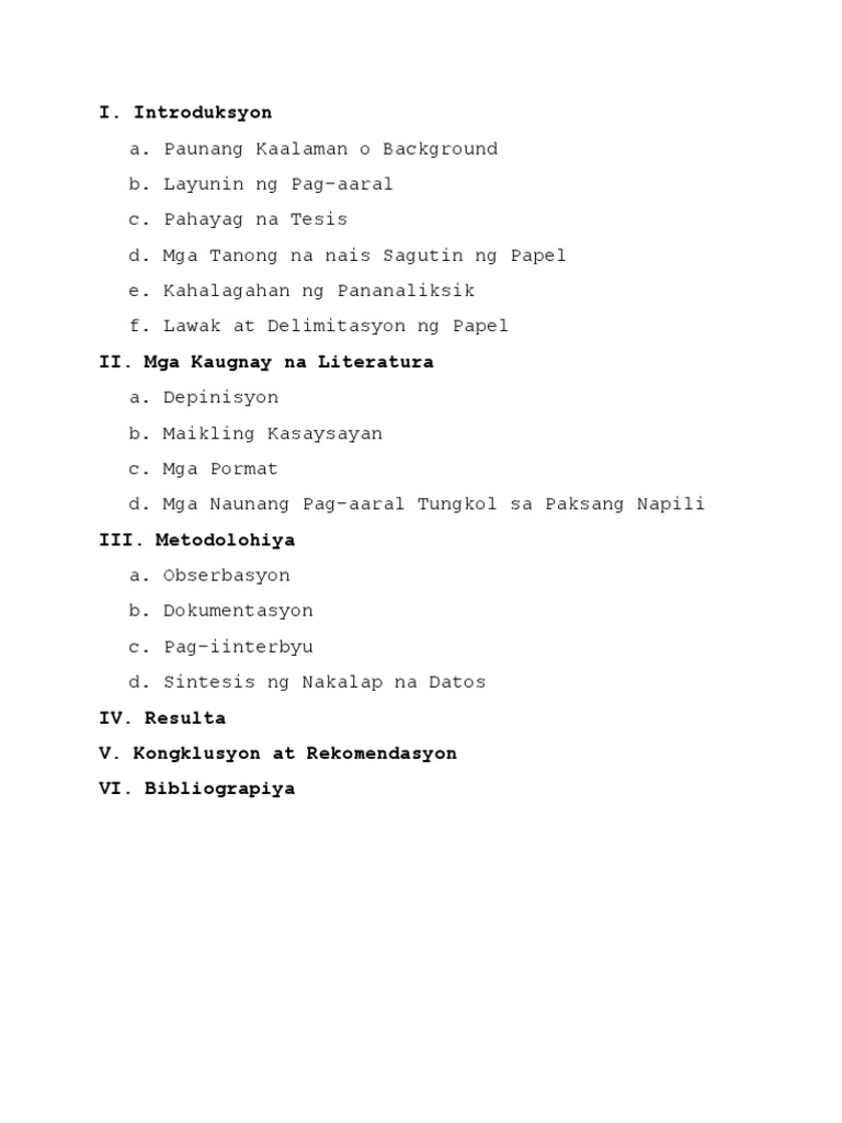 Pansamantalang Balangkas | PDF