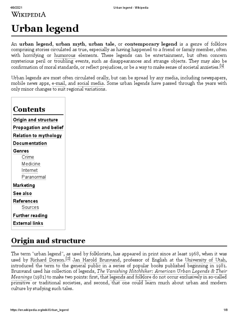 Urban Legend | Download Free PDF | Traditional Stories | Folklore