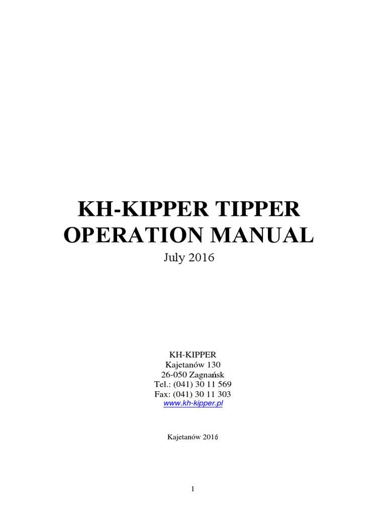KH-KIPPER Tipper Operation Manual | PDF