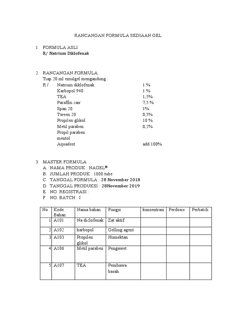 Rancangan Formula Gel | PDF