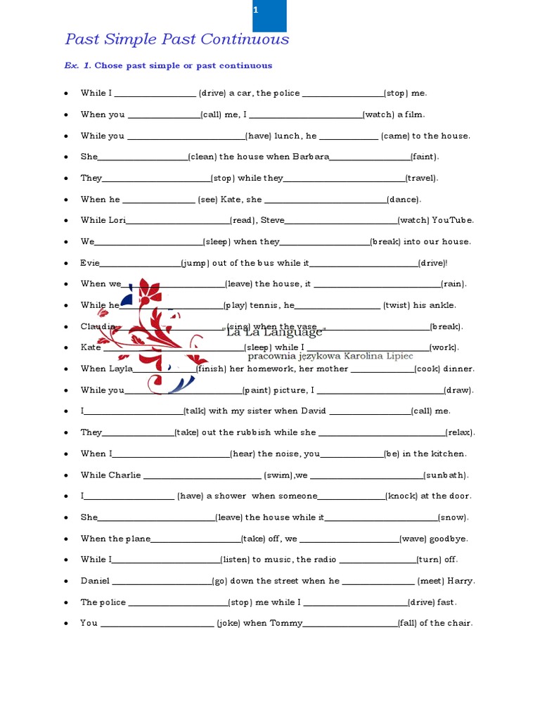 Past Simple and Past Continuous Grammar Drills 124635 | PDF