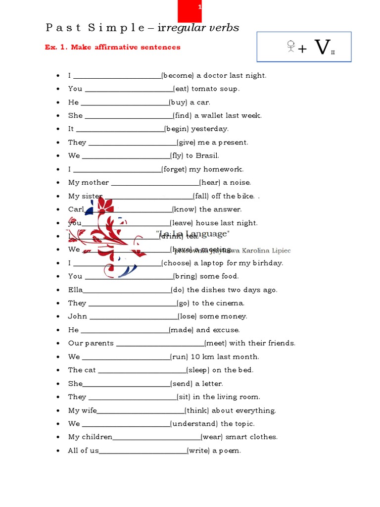 Past Simple Irregular Verbs Grammar Drills Grammar Guides 123655 | PDF