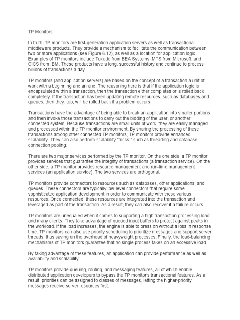 TeleProcessing Monitor or Transaction Processing Monitor | PDF ...