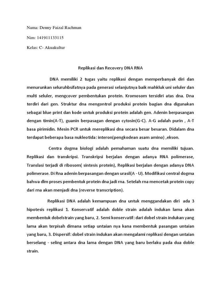 Denny Faizal Rachman - C Akuakultur - Replikasi DNA | PDF