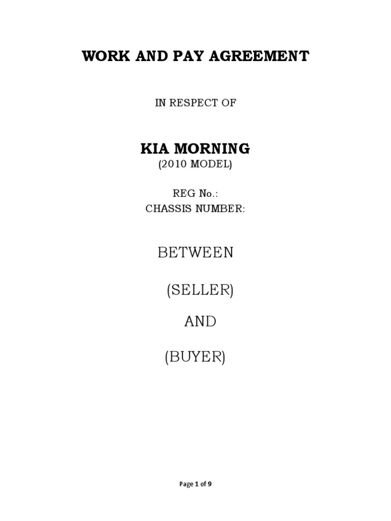 Work and Pay Agreement | PDF | Breach Of Contract | Insurance