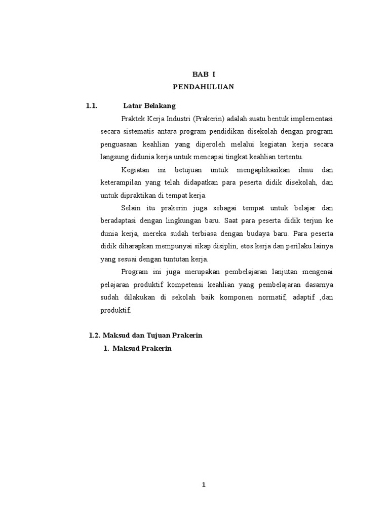 Laporan Prakerin BAB 1 | PDF