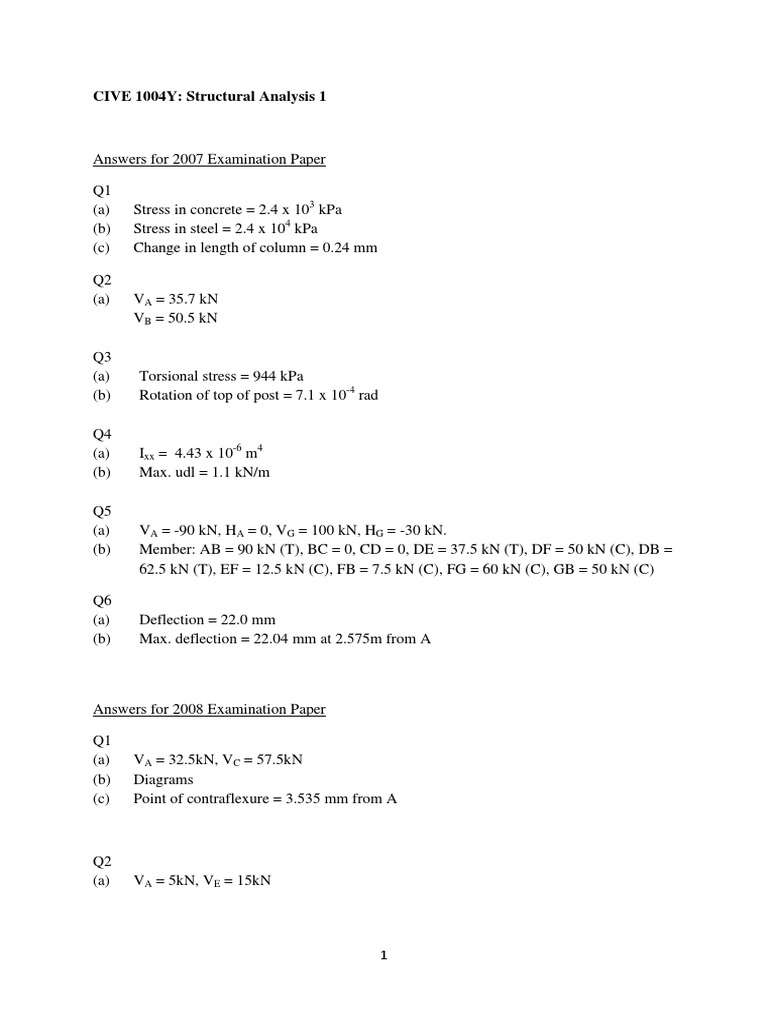 CIVE 1004Y: Structural Analysis 1 | PDF | Physics | Mechanics