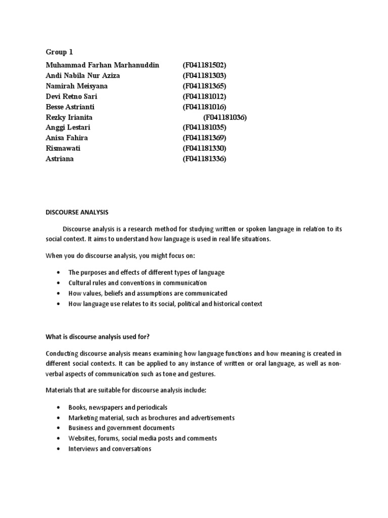 Discourse Analysis Steps Office | PDF | Analysis | Discourse