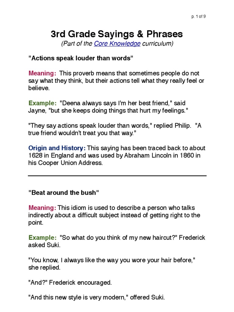 3rd Grade Sayings and Phrases | PDF | Idiom