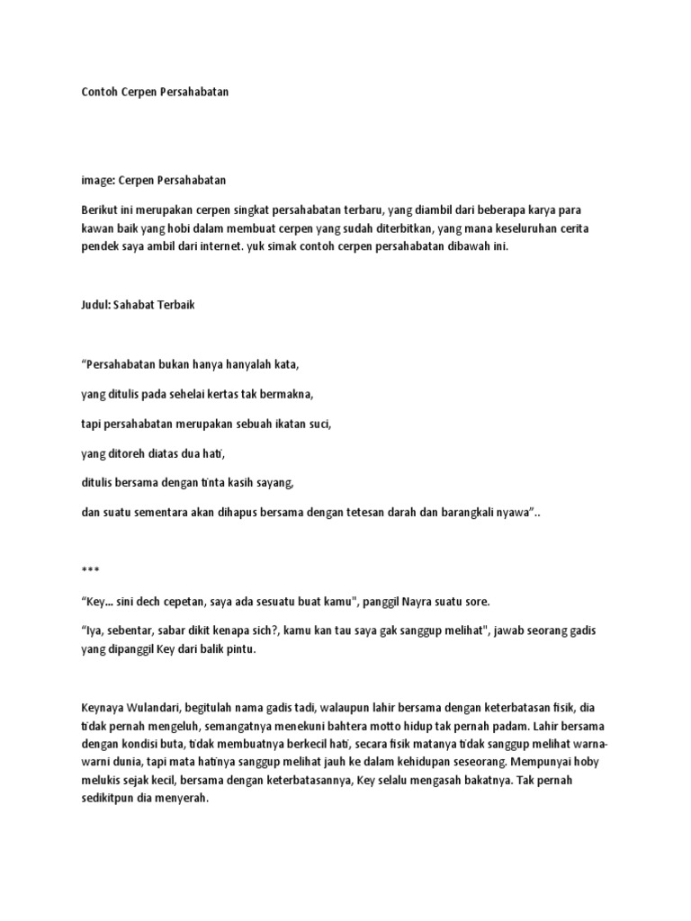 Cerpen Persahabatan Inspiratif | PDF | Seni | Puisi