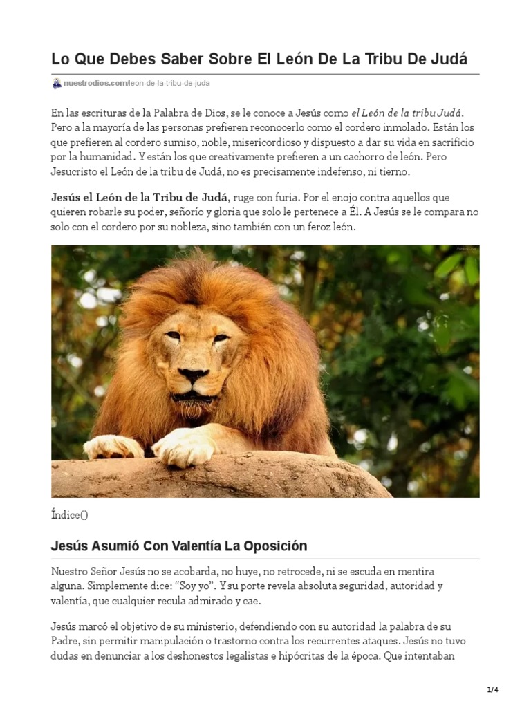 Lo Que Debes Saber Sobre El León de La Tribu de Judá | PDF | Salvación ...
