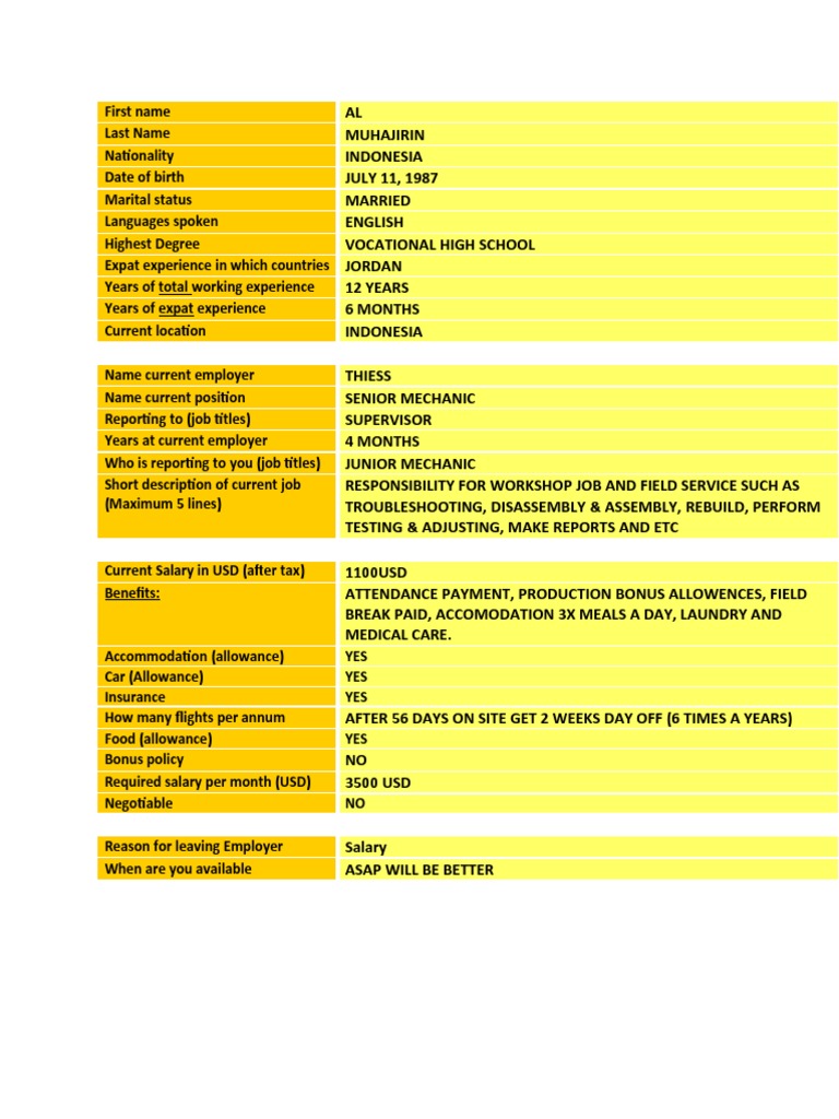 IFR Candidate Form Expat | PDF
