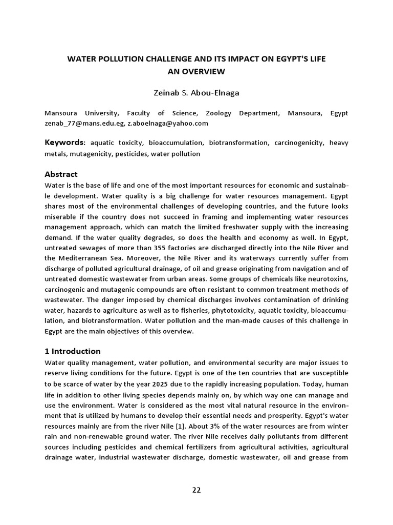 Egypt's Water Pollution Crisis Overview | PDF | Water Pollution ...
