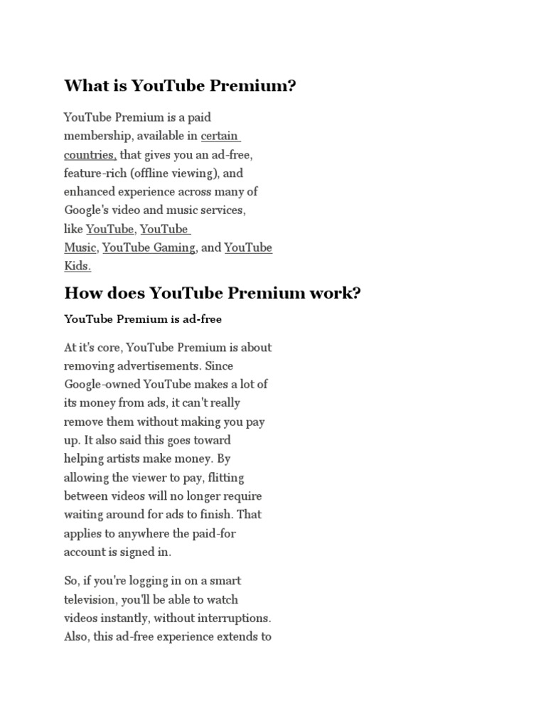 What Is YouTube Premium | PDF | You Tube | E Commerce