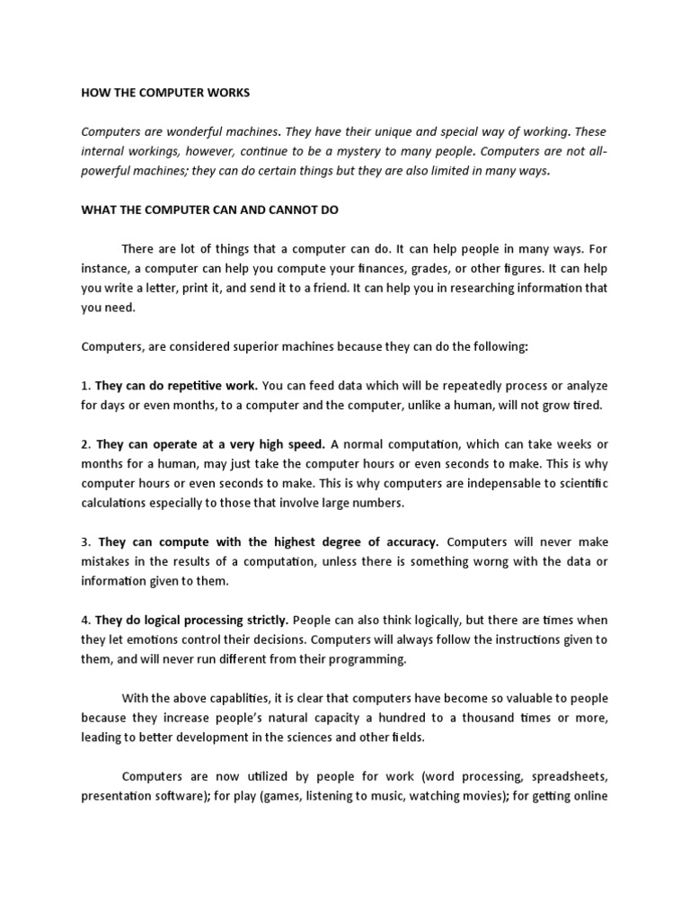 Cyberwhiz 7 Lesson 3 How The Computer Works | PDF | Computer Data ...