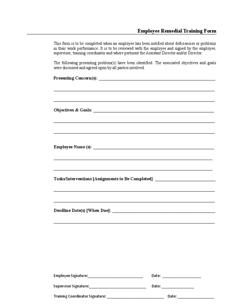 Remedial Training Form | PDF