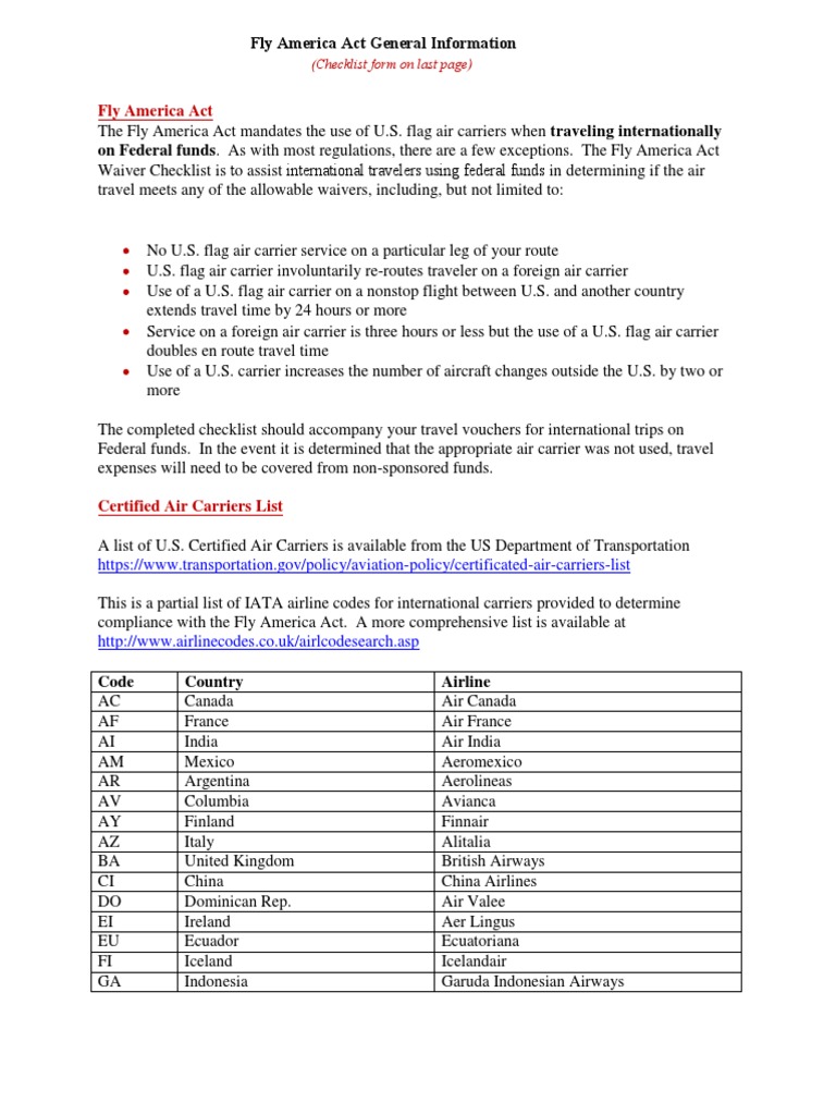Fly America Airline Codes | PDF | Airlines | Aviation