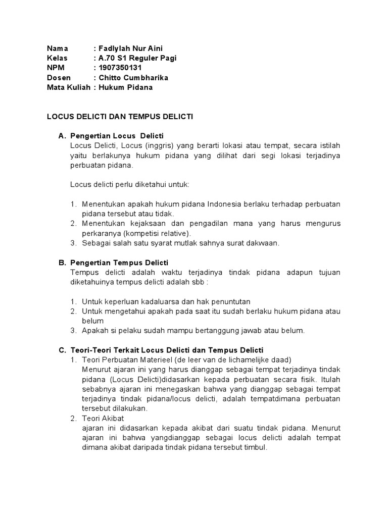 Locus Delicti Dan Tempus Delicti | PDF