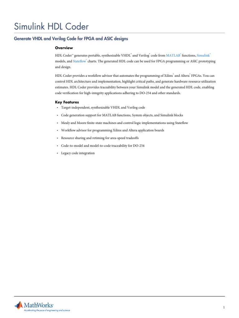 Simulink HDL Coder | PDF | Hardware Description Language | Field Programmable Gate Array