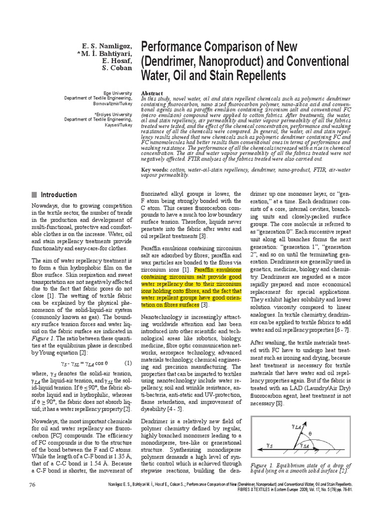 Performance Comparison of New and Conventional Water Repellents | PDF ...
