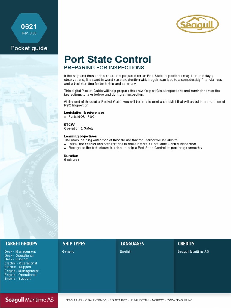 Port State Control: Pocket Guide | PDF