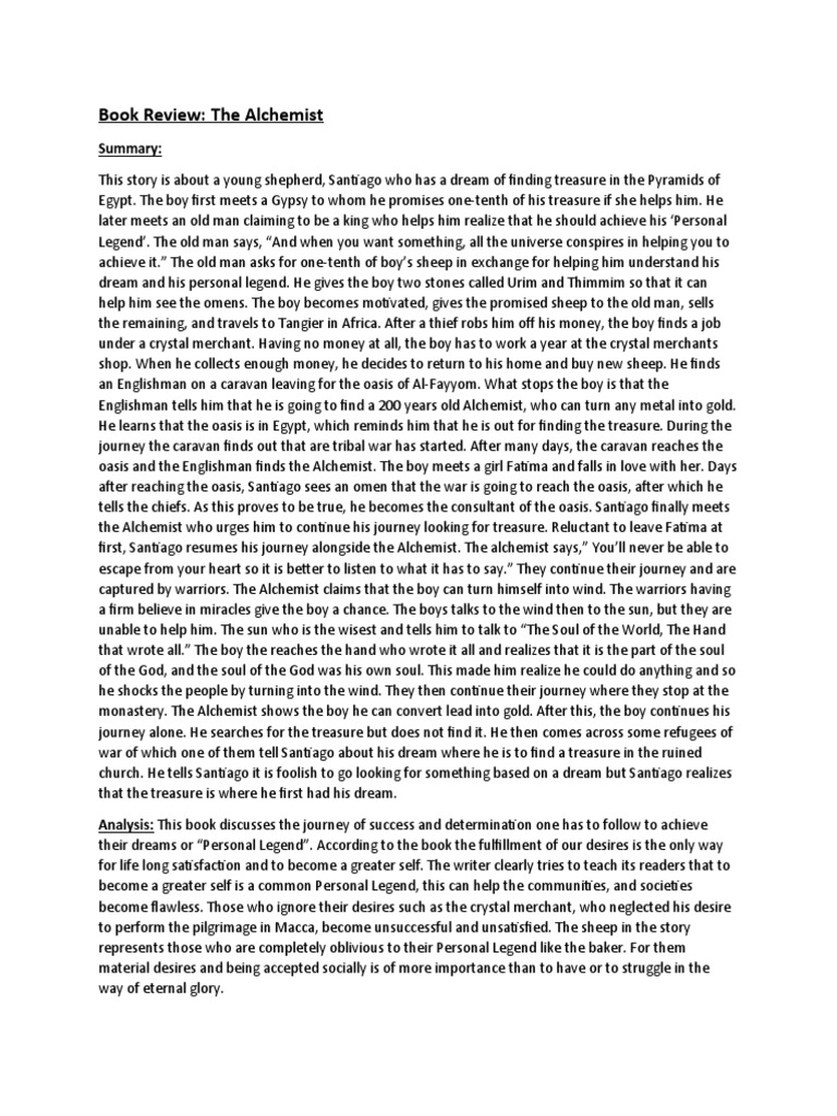 Book Review - The Alchemist | PDF