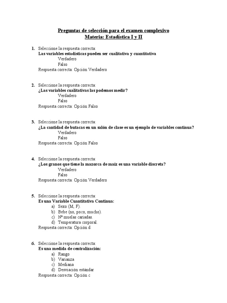 Preguntas Examen Complexivo Estadistica | PDF | Histograma | Muestreo (Estadísticas)