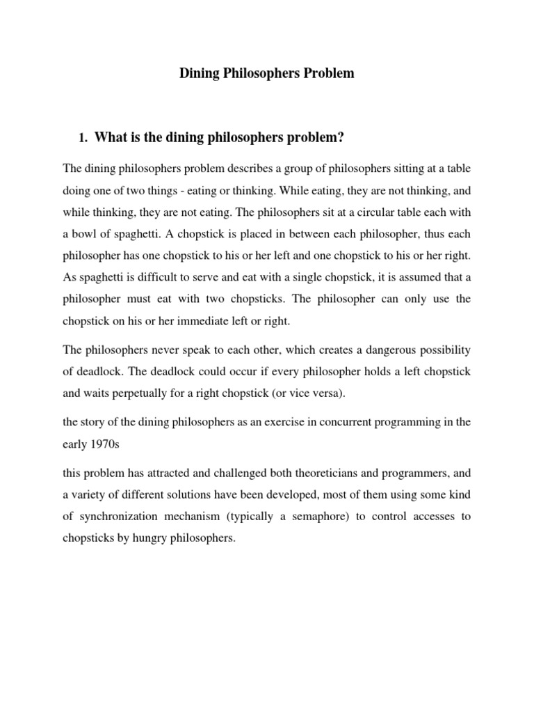 Dining Philosophers Problem | PDF | Concurrent Computing | Concurrency ... Dining Philosophers Problem | PDF | Concurrent Computing | Concurrency ...