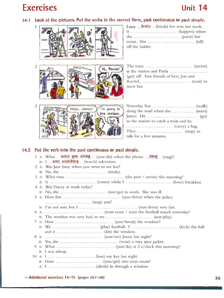 Essential Grammar in Use-Past Continuous vs. Past Simple Exercises | PDF