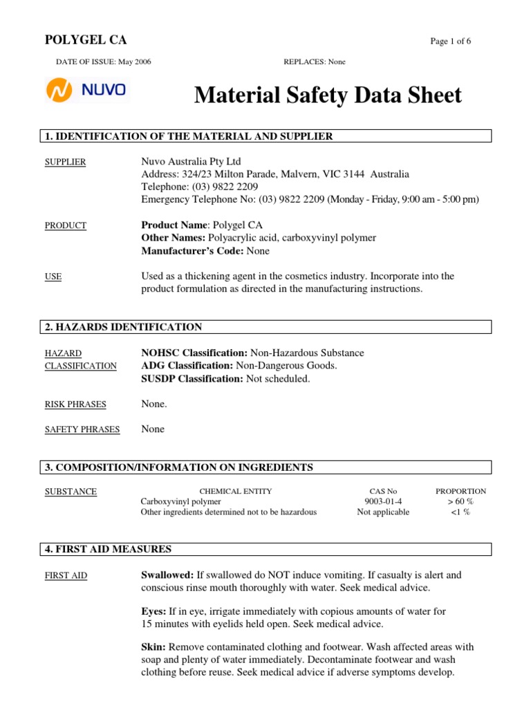 Polygel CA | Download Free PDF | Dangerous Goods | Personal Protective ...