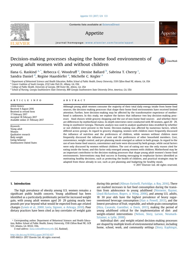 Decision-Making Processes Shaping The Home Food Environments of | PDF ...