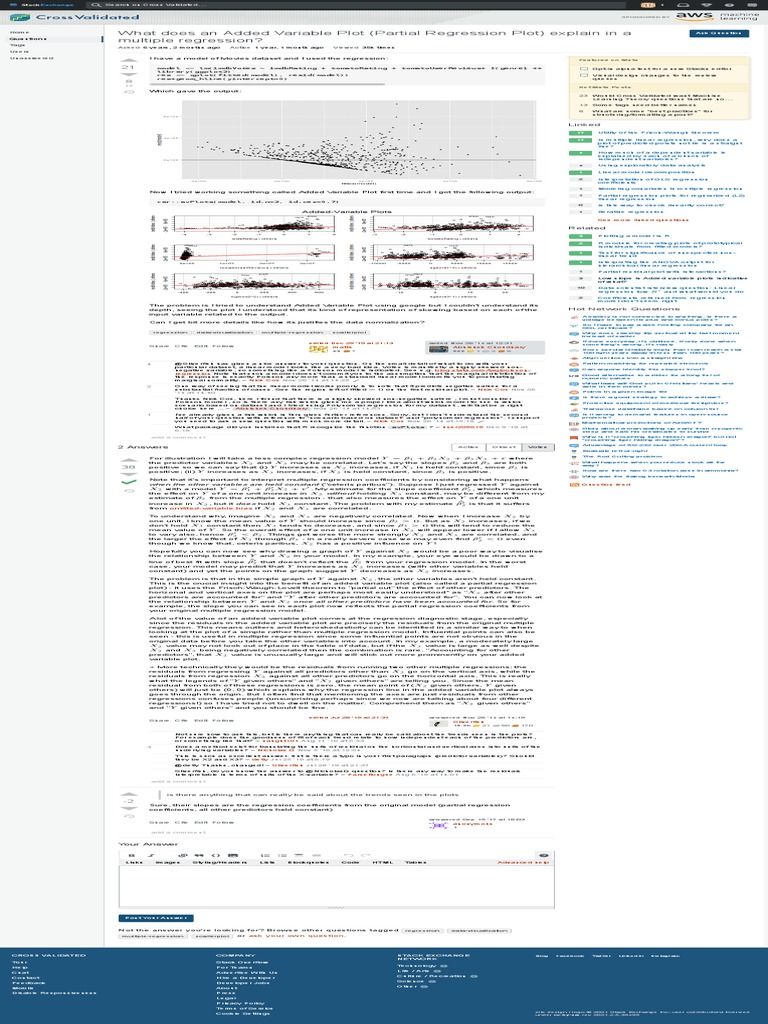 Data Visualization - What Does An Added Variable Plot (Partial Regression Plot) Explain in A ...