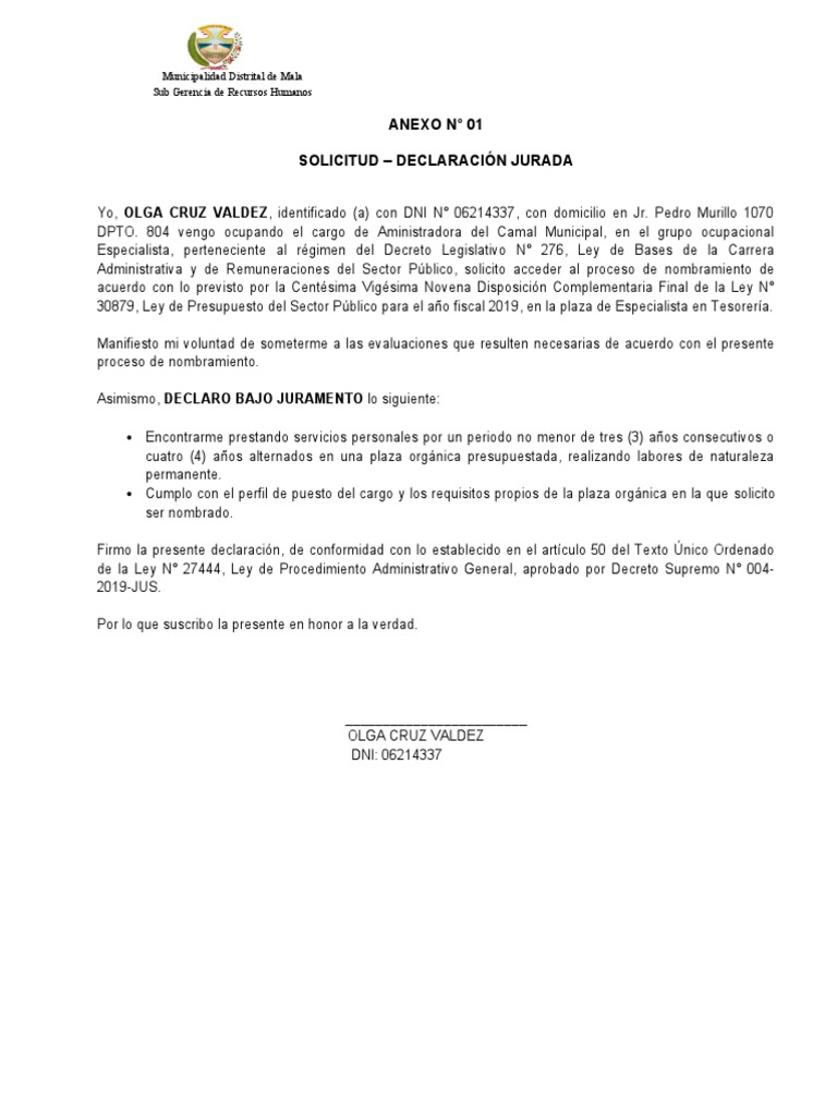 Modelo De Carta De Solicitud De Nombramiento De Director