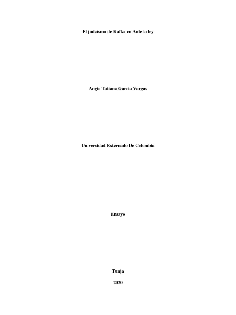 Angie Garcia. El Judaismo de Kafka en Ante La La Ley. Com 6 1A | PDF ...