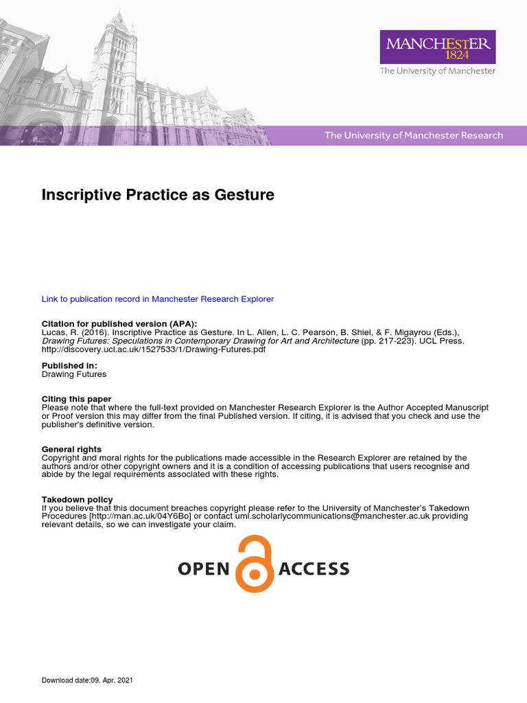 Inscriptive Practice As Gesture: The University of Manchester Research ...