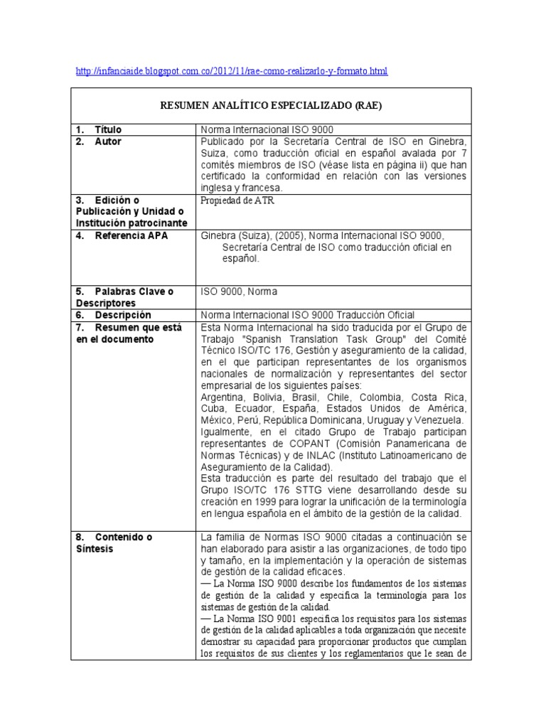 Formato RAE para Normas | PDF | Gestión de la calidad | Organización ...