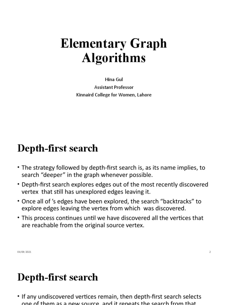 Graph Algorithms: Depth-First Search | PDF | Discrete Mathematics ...