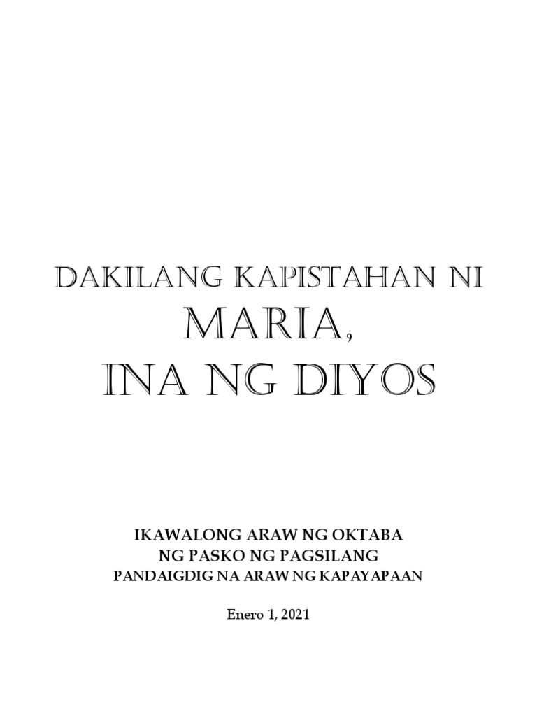 Dakilang Kapistahan Ni Maria, Ina NG Diyos | PDF