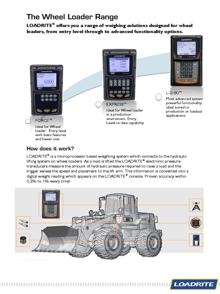 LOADRITE Wheel Loader Range | PDF | Weight | Loader (Equipment)