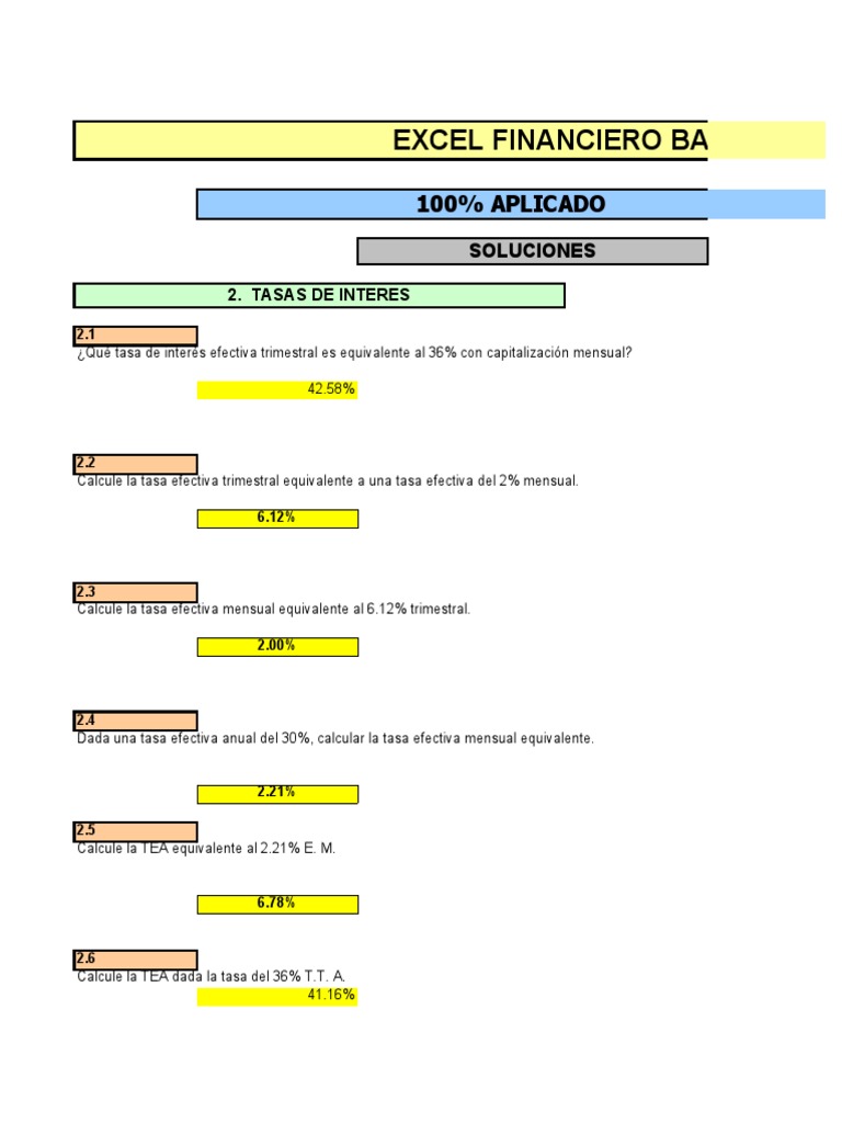 Trab de Excel Equivalencias de Tasas | PDF | Interés | Comercio