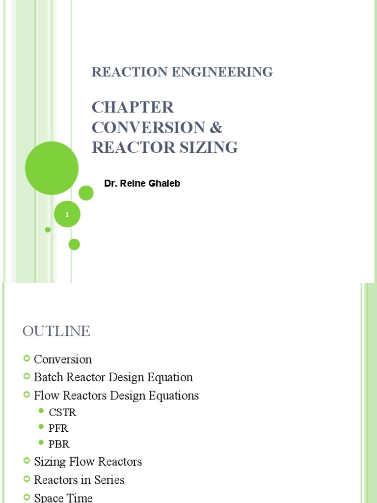 Conversion & Reactor Sizing: Reaction Engineering | PDF | Chemical ...