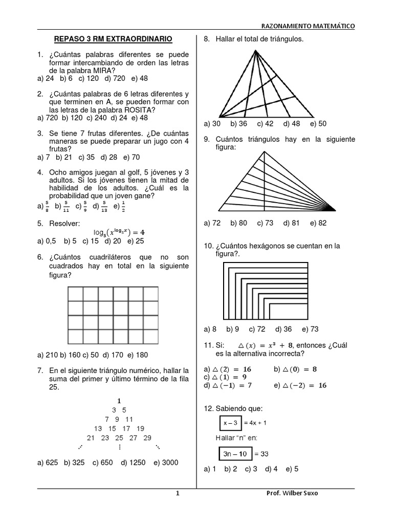 Repaso 3 RM | PDF | Enseñanza de matemática | Violencia