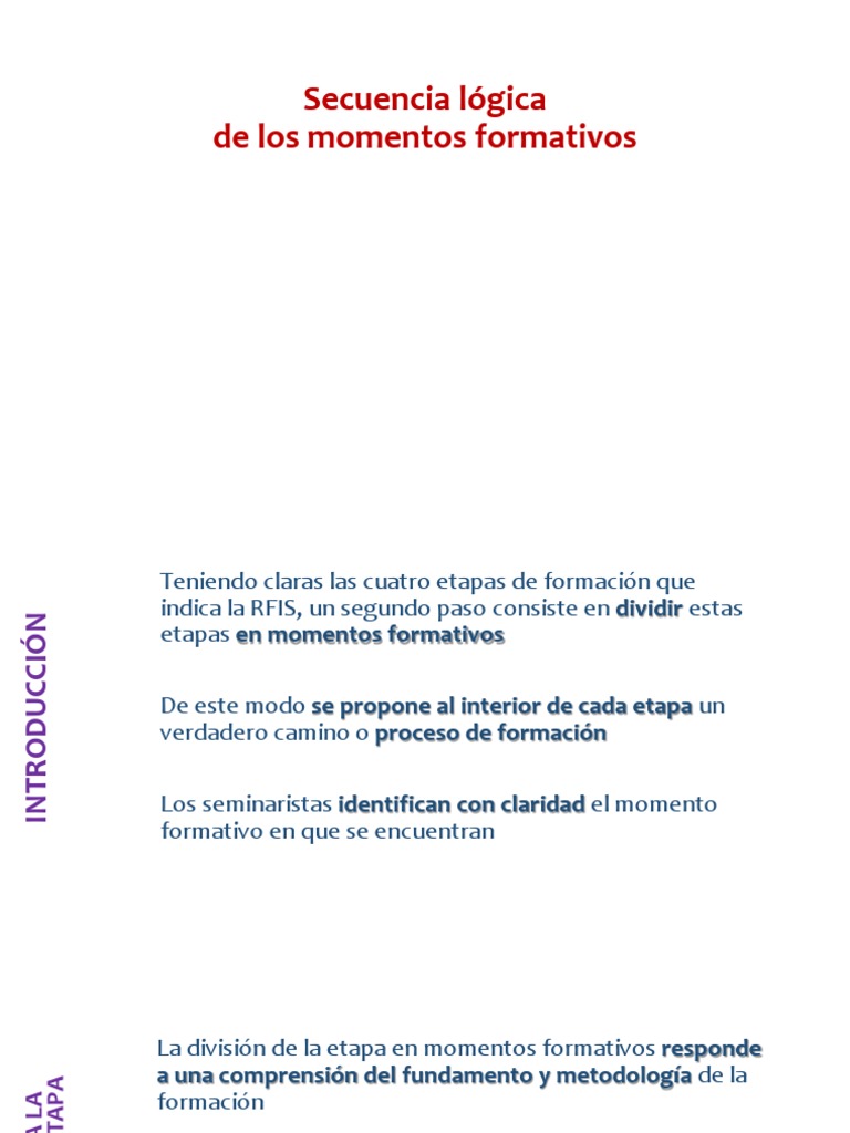 1 Secuencia Lógica de Los Momentos Formativos | PDF | Seminario | Diácono