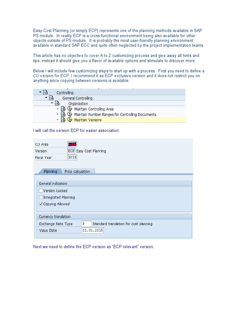 Easy Cost Planning in SAP PS Overview | PDF | Software Engineering ...